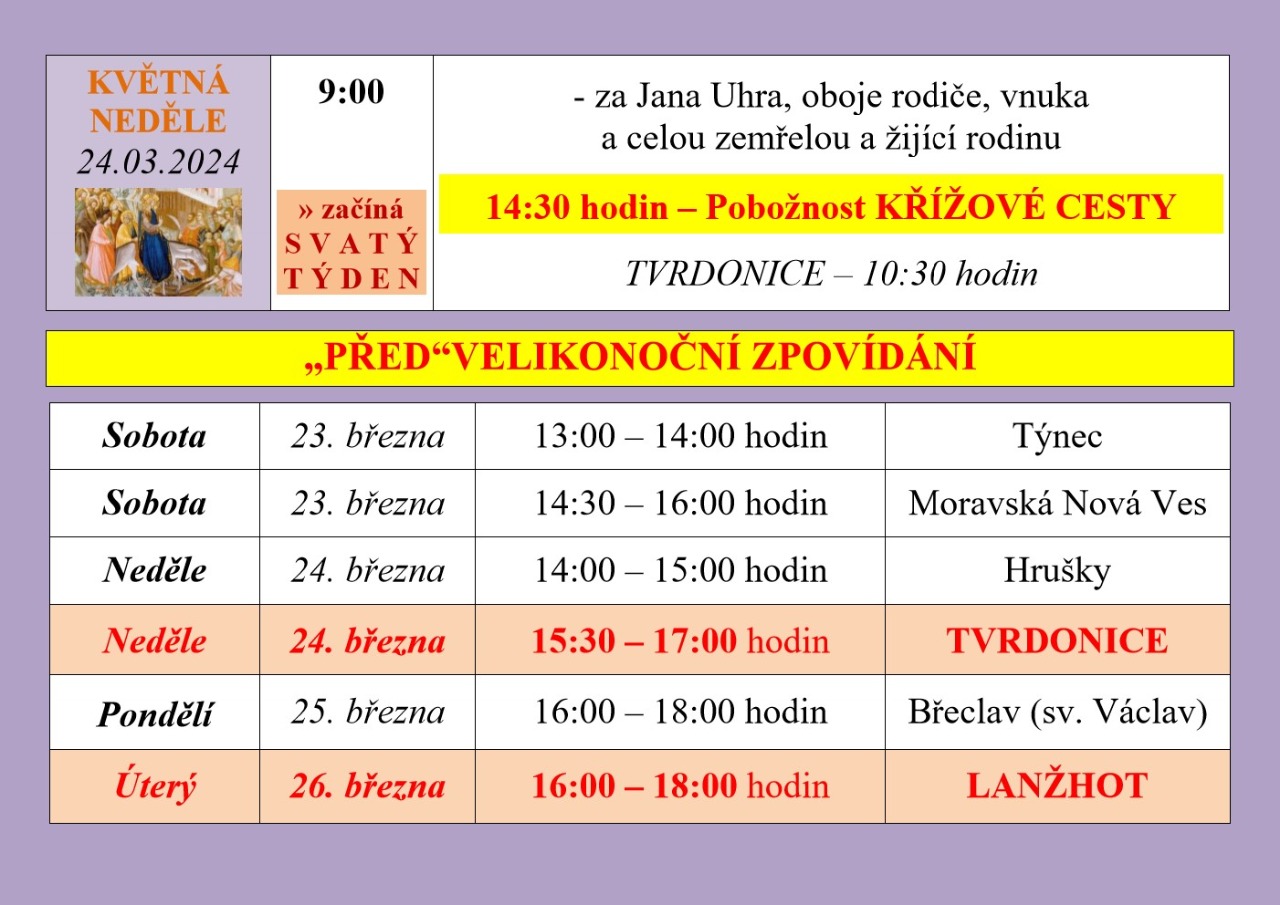 BŘEZEN 2024 :: Římskokatolická farnost Lanžhot